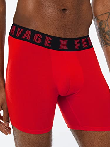 Savage X, Men's, Savage X Boxer Briefs, Front contour pouch, Cotton, Logo elastic waistband, Goji Berry Red, S