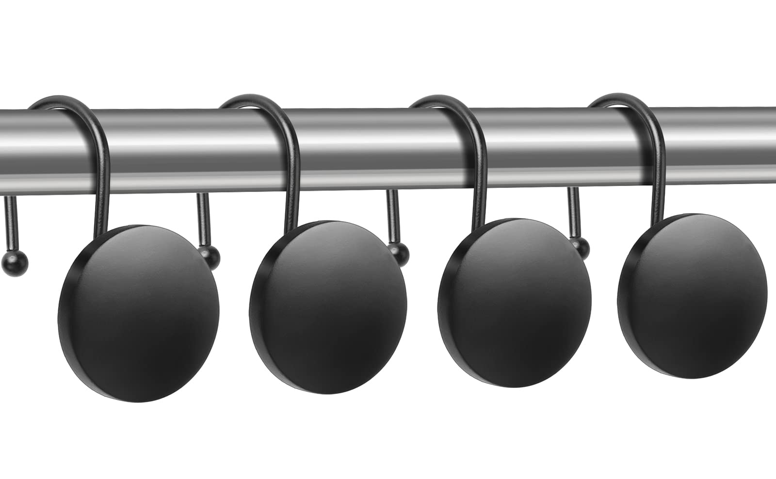 Round Button Resin Shower Curtain Hooks Set of 12 Decorative Shower Curtain Hangers for Bathroom Classic Farmhouse Style Simple Modern Elegant Matte Black