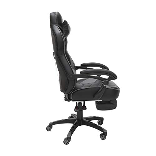RESPAWN 110 Ergonomic Gaming Chair with Footrest Recliner - Racing Style High Back PC Computer Desk Office Chair - 360 Swivel, Adjustable Lumbar Support, Headrest Pillow, Padded Armrests - 2019 Grey