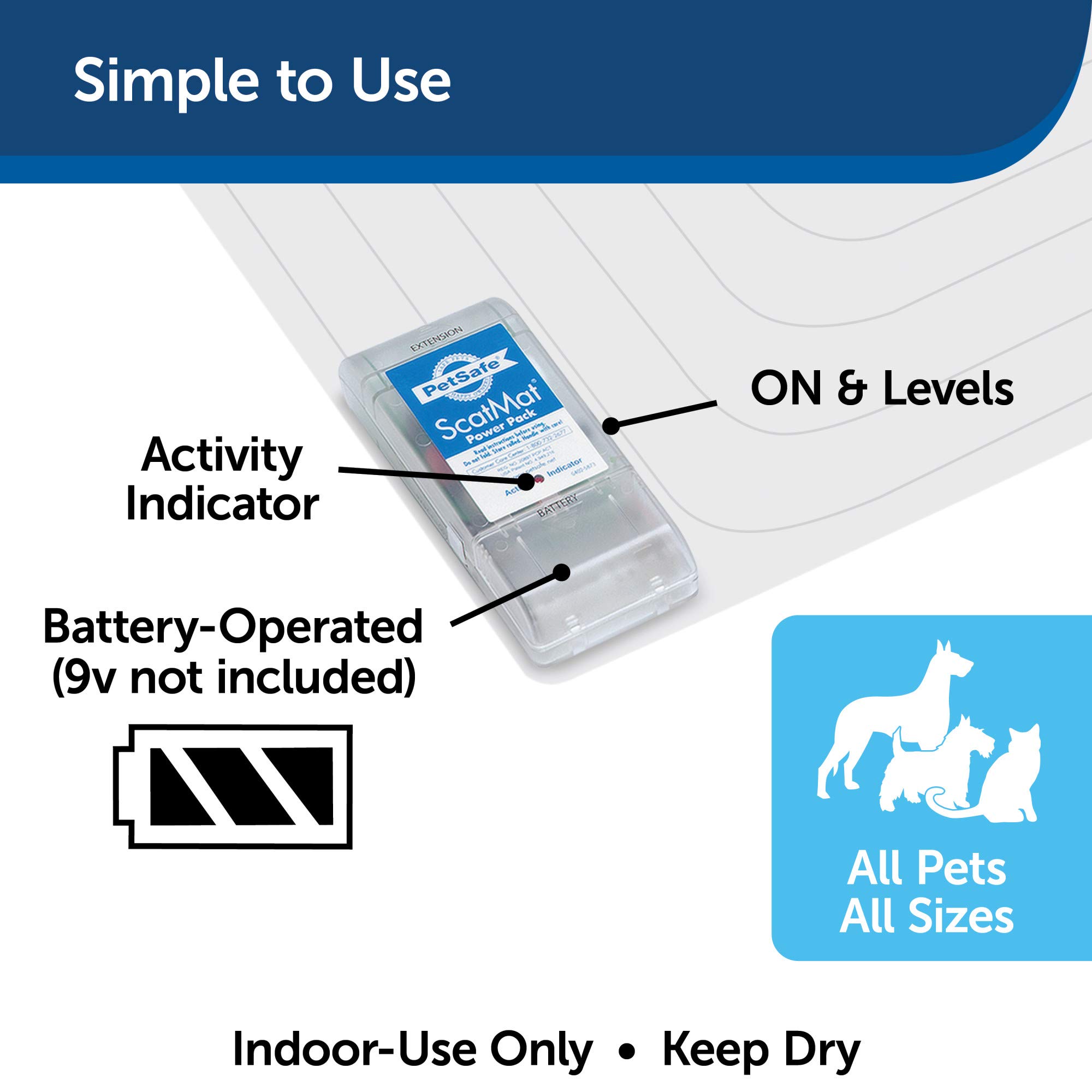 PetSafe ScatMat Indoor Pet Training Mat for Dogs and Cats - Sofa Size 12 X 60 inch - Pet Proof Your Home with This Battery-Operated Electronic Repellent Mat, includes Adjustable Correction Settings