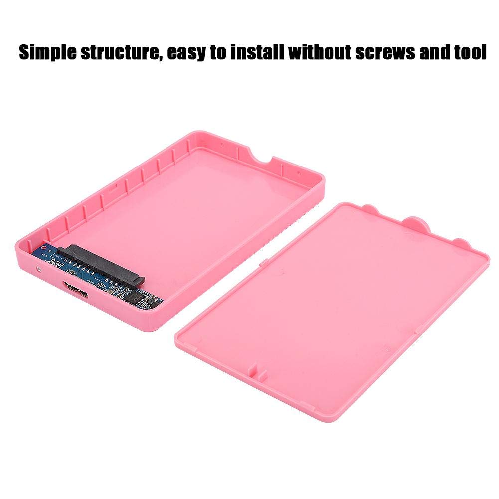 Sugoyi High-Speed USB 3.0 Interface Hard Drive External Case, HDD Box, ABS Material 5GB/ps Ultra-Thin for WINDOWS7/XP/Vista 2.5-Inch Hard Drives(Pink)