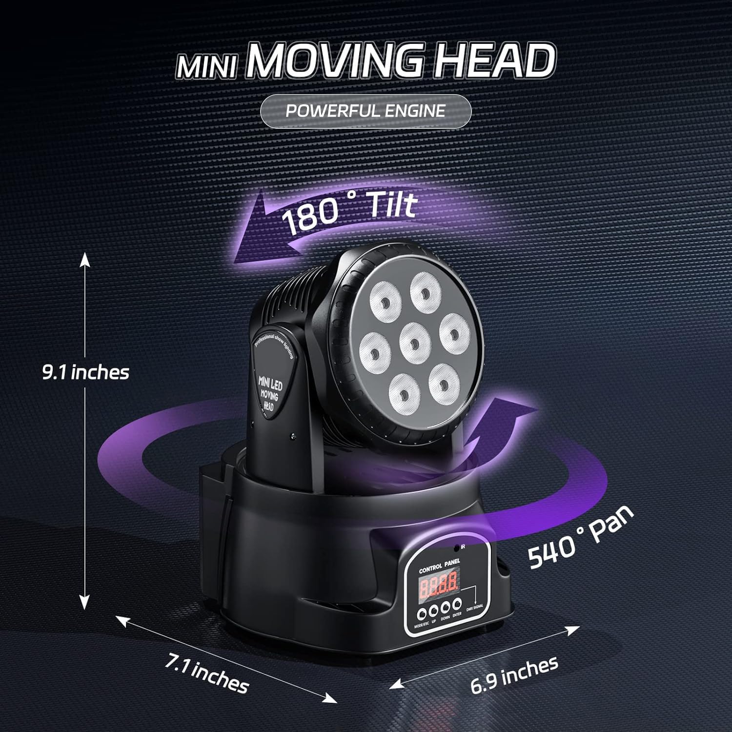 U`King Moving Head Light RGBW LED Stage Lighting Effect 7x10W Moving Heads Wash Lights by DMX and Remote Control with Professional Spotlight for DJ Disco Events Wedding Birthday Party Live Show Bar