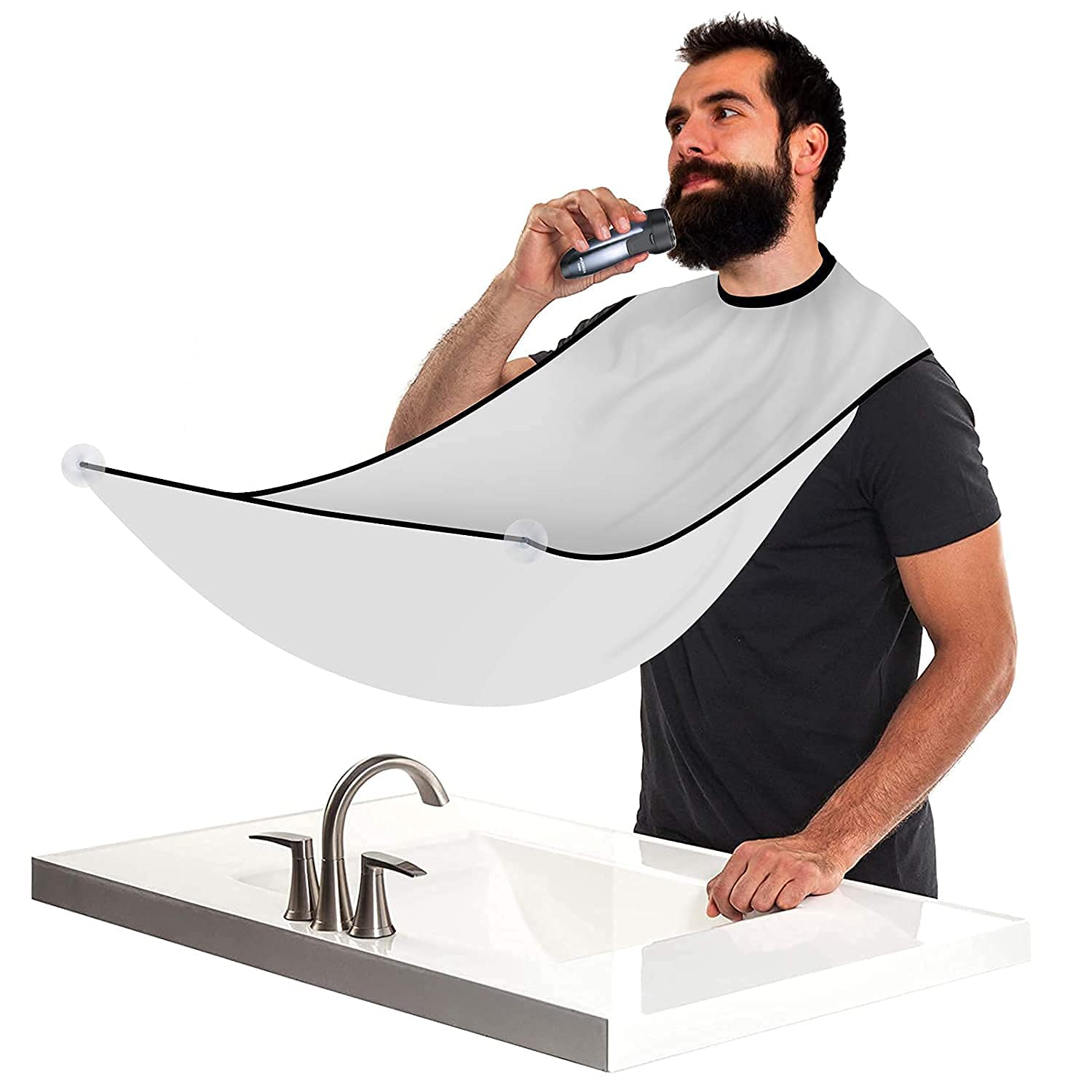 Yomitek Beard Apron Cape for Men Shaving and Trimming with Suction Cups Adjustable Neck Straps Beard Apron for Dad Father Husband Boyfriend Brother Gift