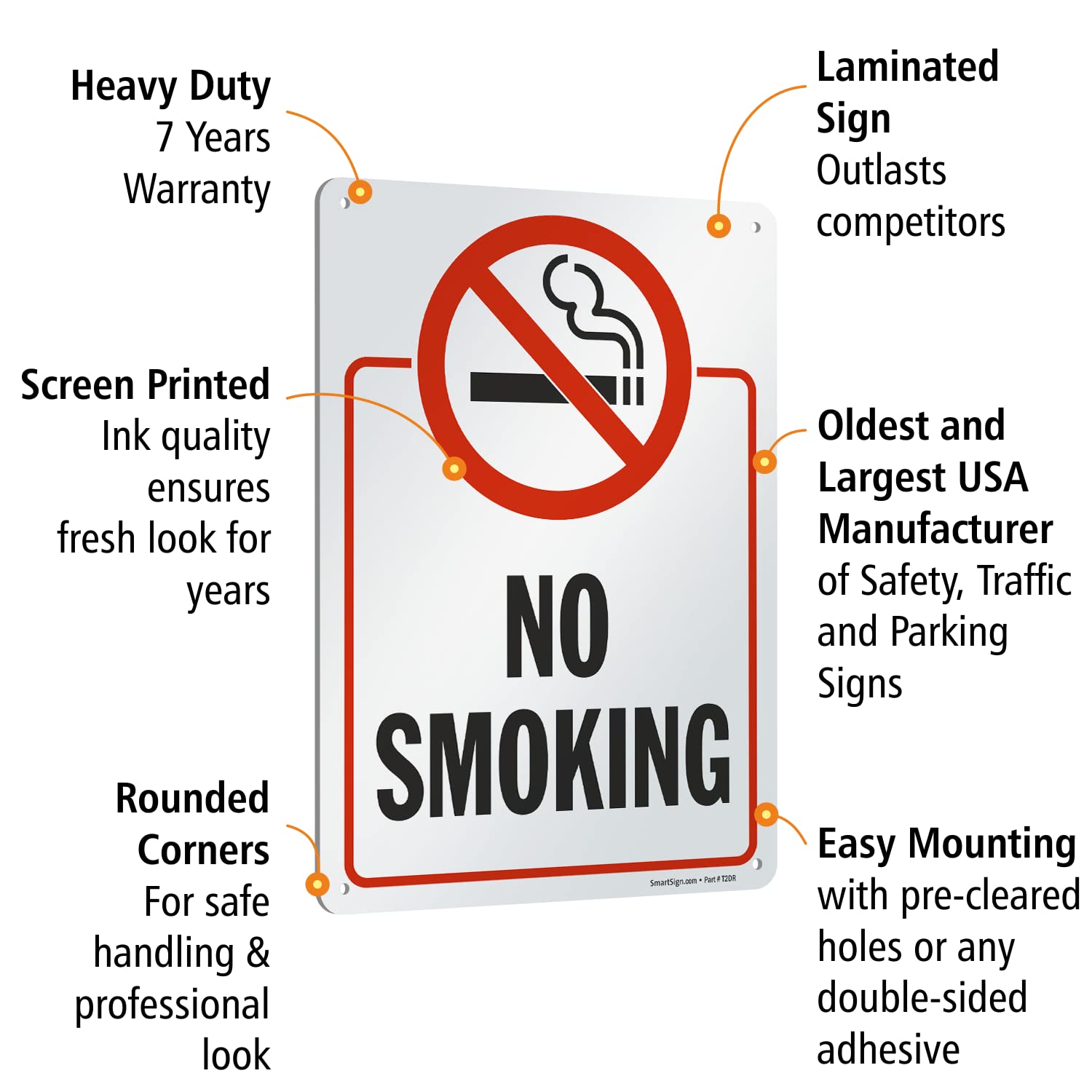 SmartSign 14 x 10 inch “No Smoking” Metal Sign with Symbol, Screen Printed, 40 mil Laminated Rustproof Aluminum, Red, Black and White, Made in USA