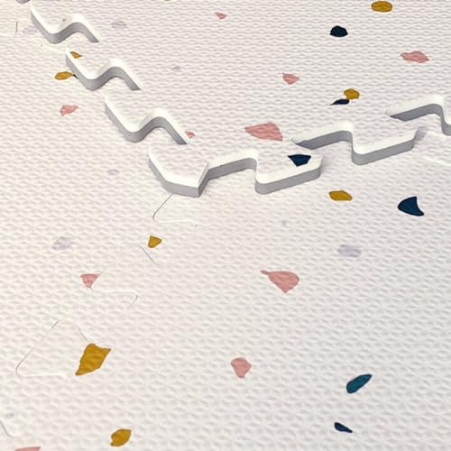 Simple Kid Co. Play Mat for Baby, Toddler and Infants, Six Interlocking Tiles made with Soft Non-Toxic EVA Foam, 4x6 feet (Multi Terrazzo)