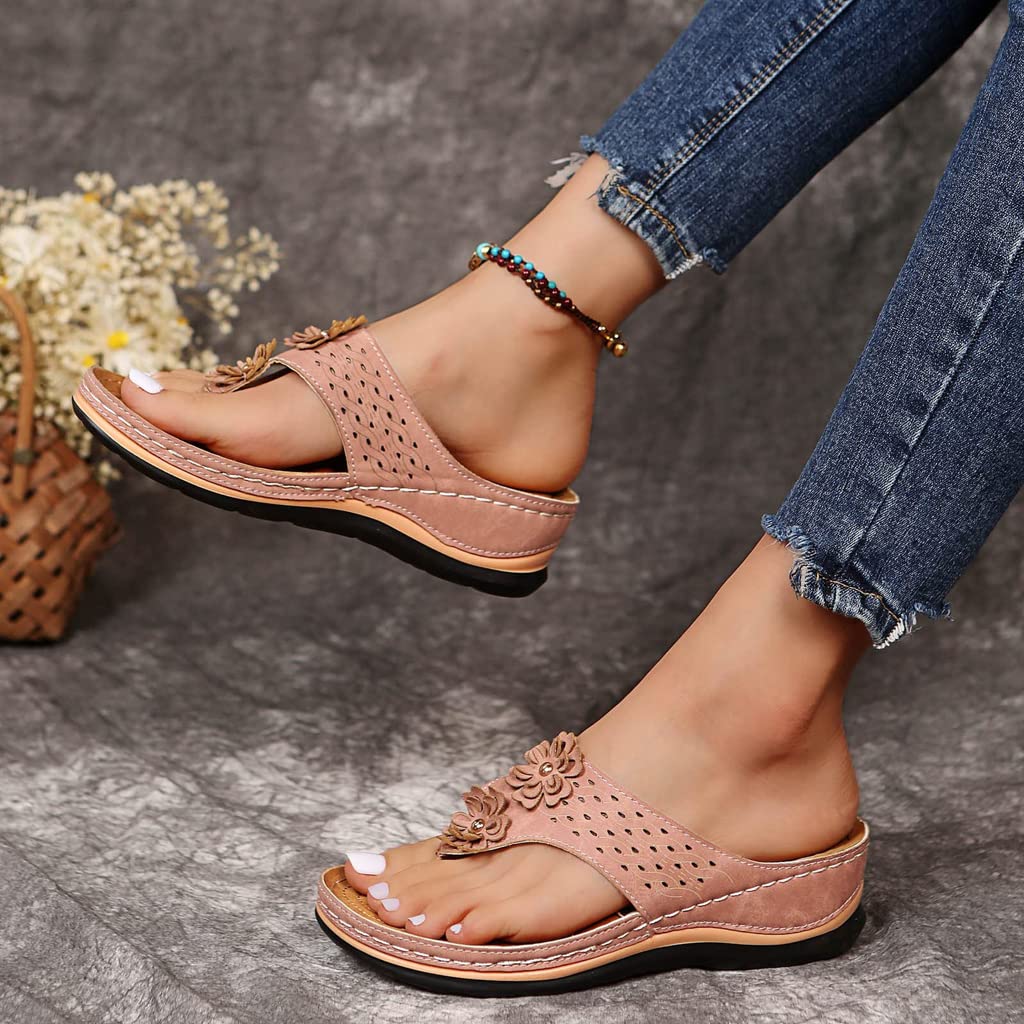 XHLEMON Sandals for Women Premium Walking Slippers with Arch Support Anti-Slip Breathable Sandal Vintage Flip Flop Shoes