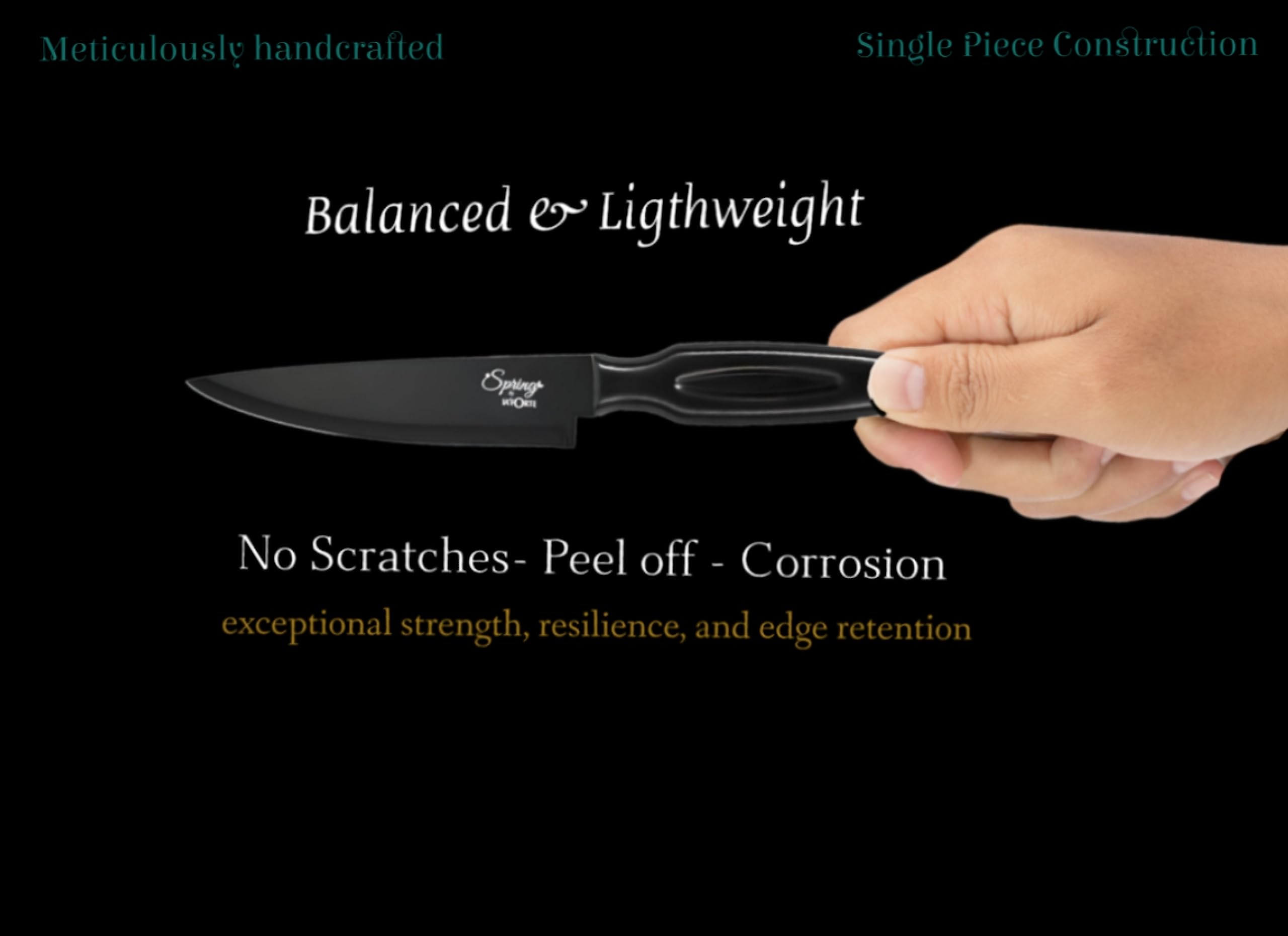 Spring Premium 03 Pcs Knife Set- Single Pcs Crafted No Joints- Extreme Sturdiness and Superior Longevity (Cleaver Knife Set, Chef Knife Set, Fruit Knife)