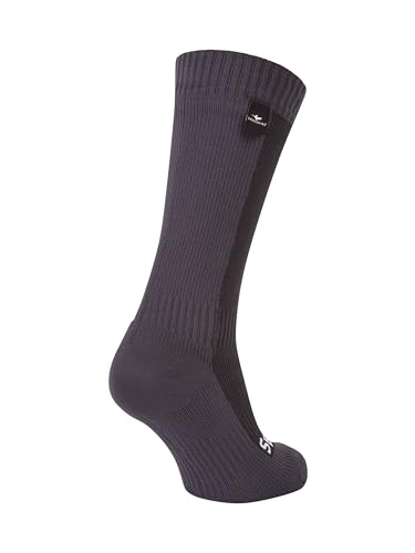 SEALSKINZ Unisex Waterproof Cold Weather Mid Length Sock, Black/Grey, Large