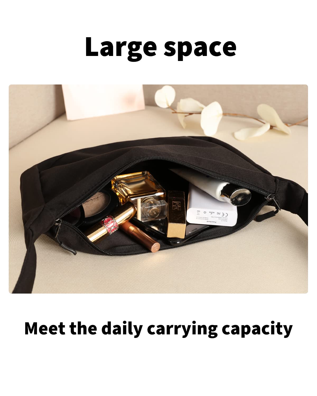 Small Sling Crossbody Bag for Women Men Trendy, Mini Crescent Bag with Adjustable Strap, 2 Zippers Lightweight Nylon Bag