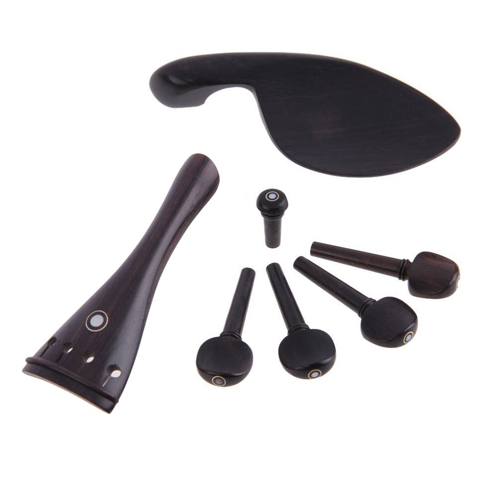 TraderPlus 4/4 Violin Chin Rest Chinrest with Tuning Peg Tailpiece Fine Tuner Tailgut Endpin Bridges Violin Accessory Kit