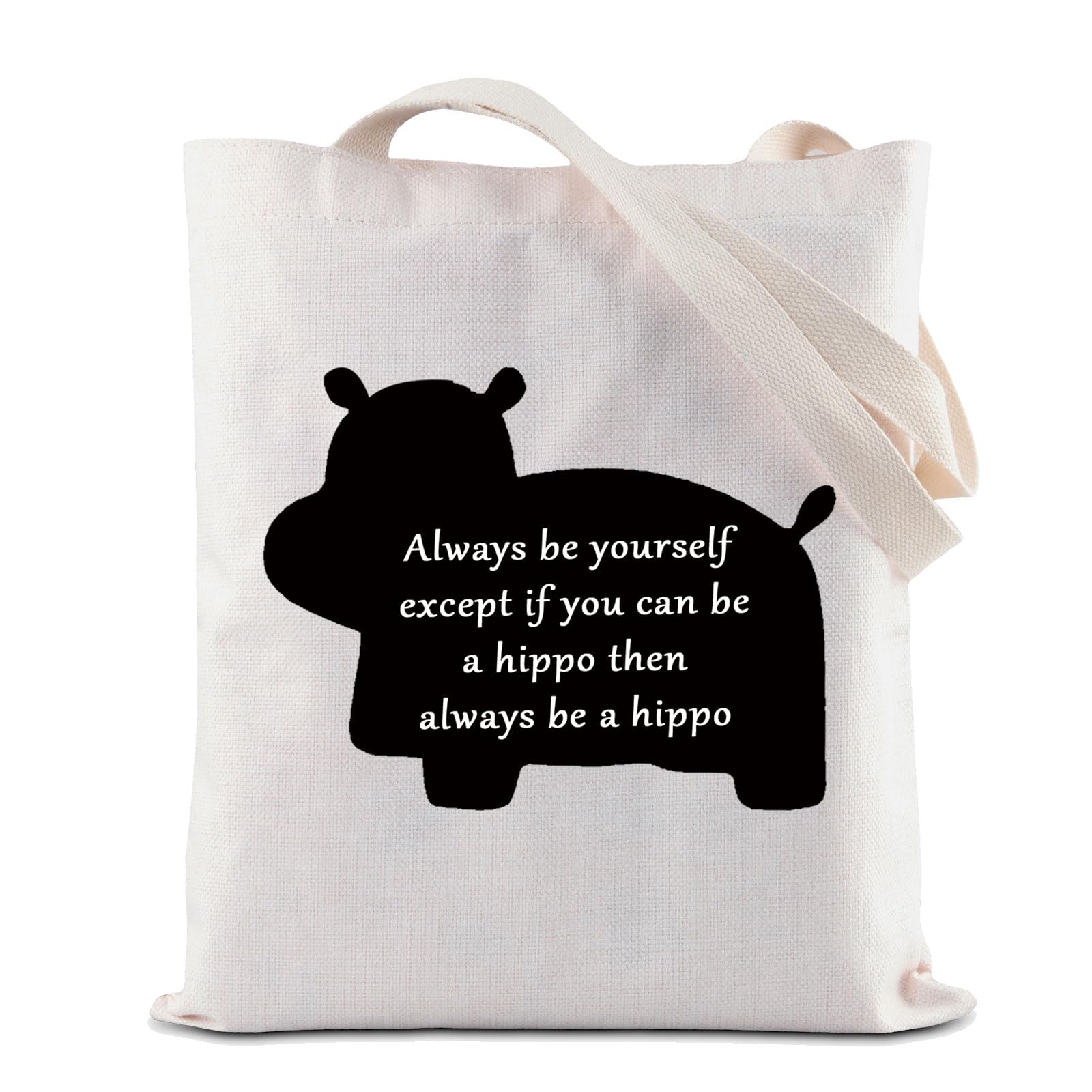 ZJXHPO Hippo Makeup Bag Hippo Lover Gift Always Be Yourself Cosmetic Bag Hippo Theme Inspirational Gift Hippopotamus Bag (Hippo Canvas Bag)