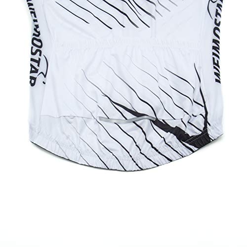 Weimostar Cycling Jersey Men Short Sleeve Bike Shirt with Pockets Bicycle Clothing White Size XXL