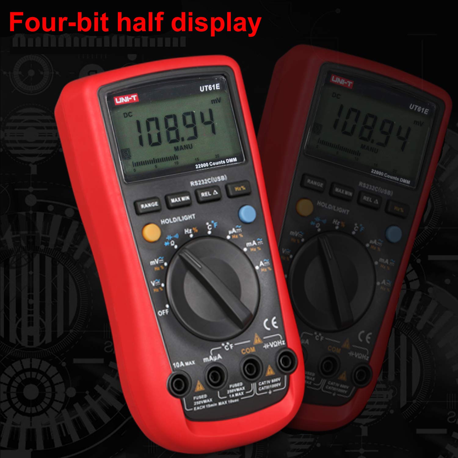 UNI-T 22000 Count High Accuracy Modern Digital Multimeter True RMS AC/DC Modern Digital Auto Ranging Multimeter Voltage Current Tester with Capacitance,Resistance and Frequency Check,UT61E