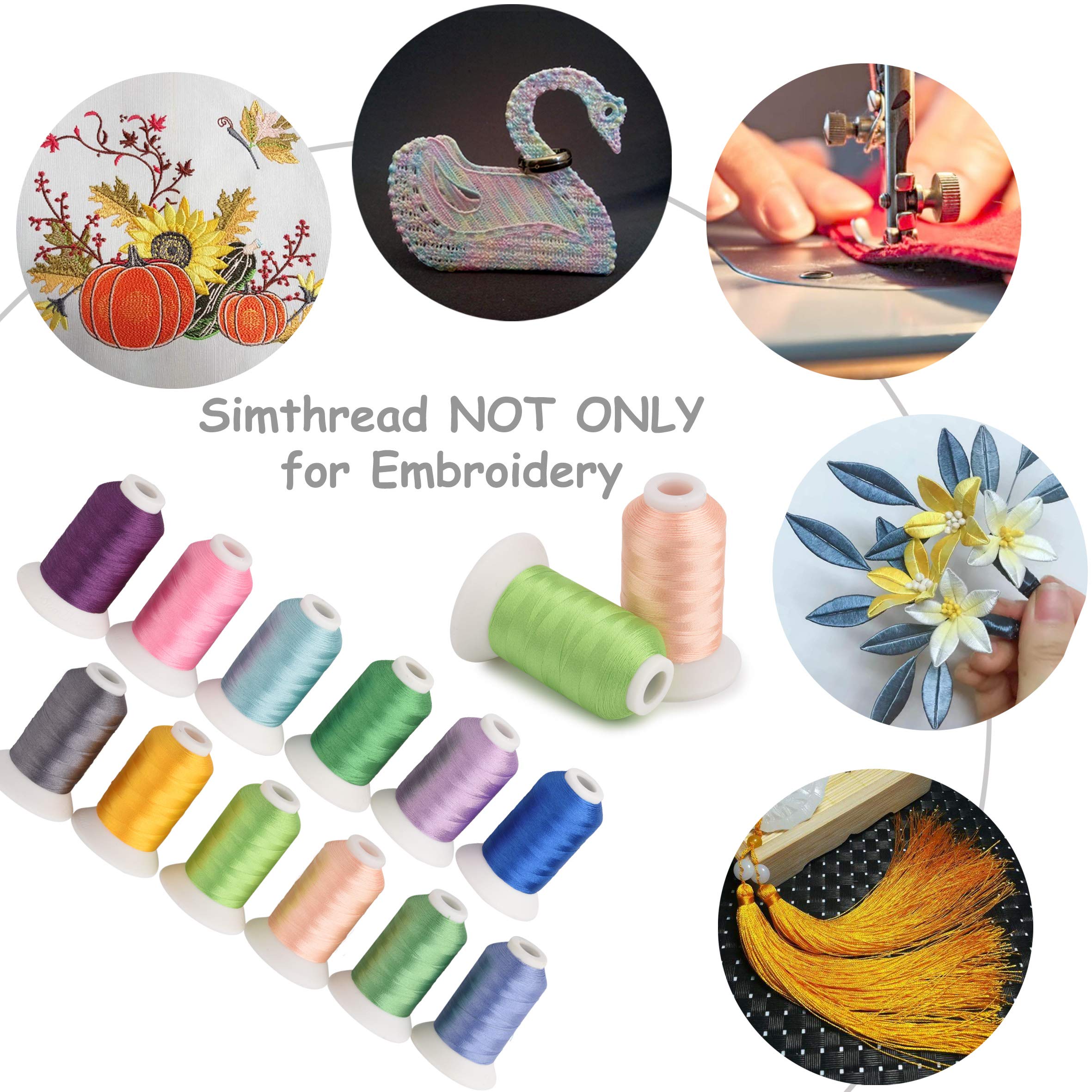 Simthread 4 White 2 Black 60WT Sewing Bobbin Fill Machine Embroidery Thread - 1500 Meters Spool Each…