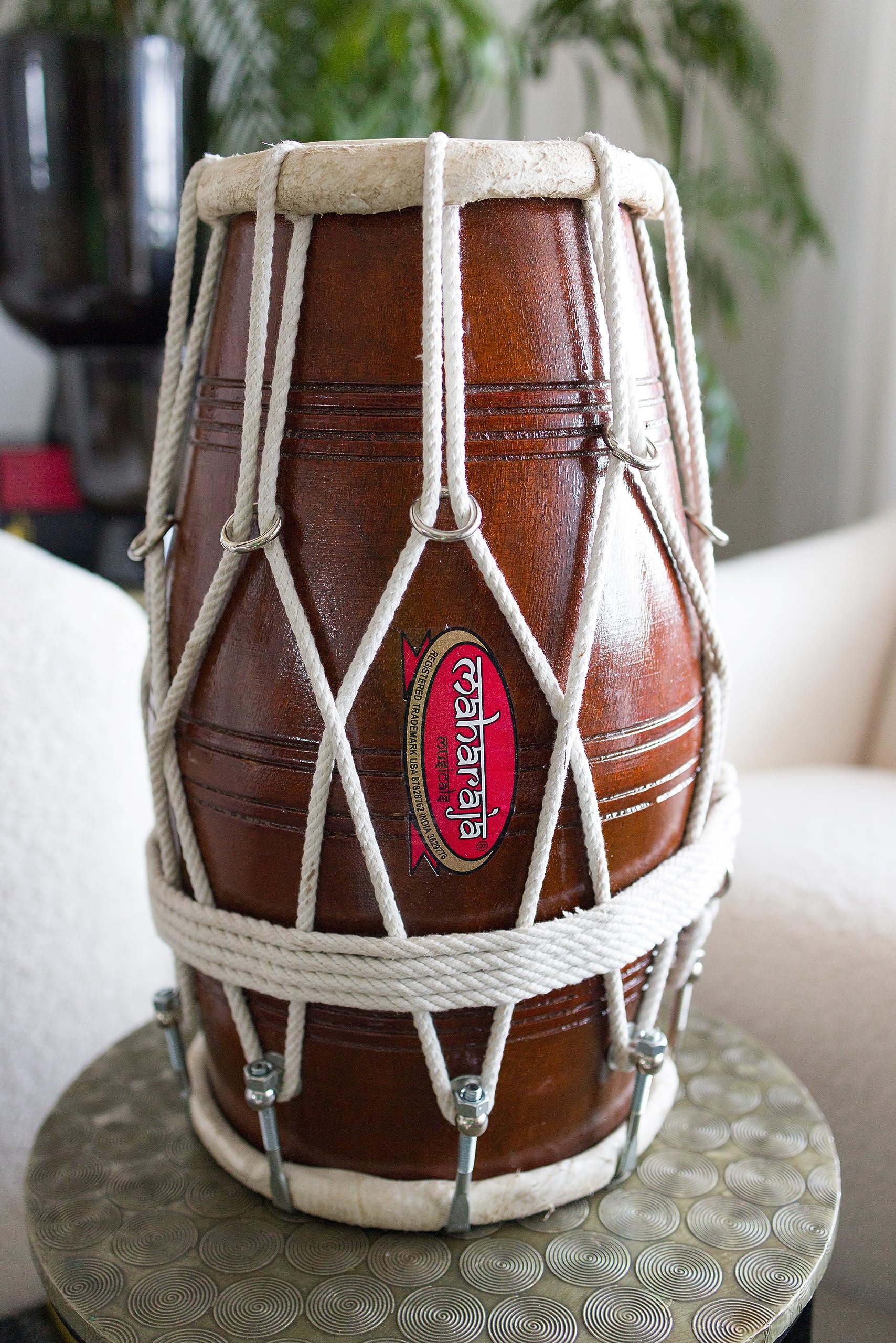 Special Dholak Drum by Maharaja Musicals, Professional Quality, Sheesham Wood, Padded Bag, Spanner, Dholki Musicals Instrument (PDI-BBC)