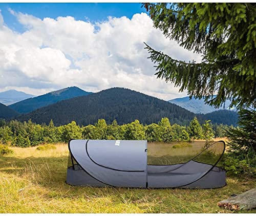 Single Portable Mosquito Net Tent, Pop UP Mosquito Tent for Camping Outdoor Travling Backyard, Self Standing Auto- Expanding