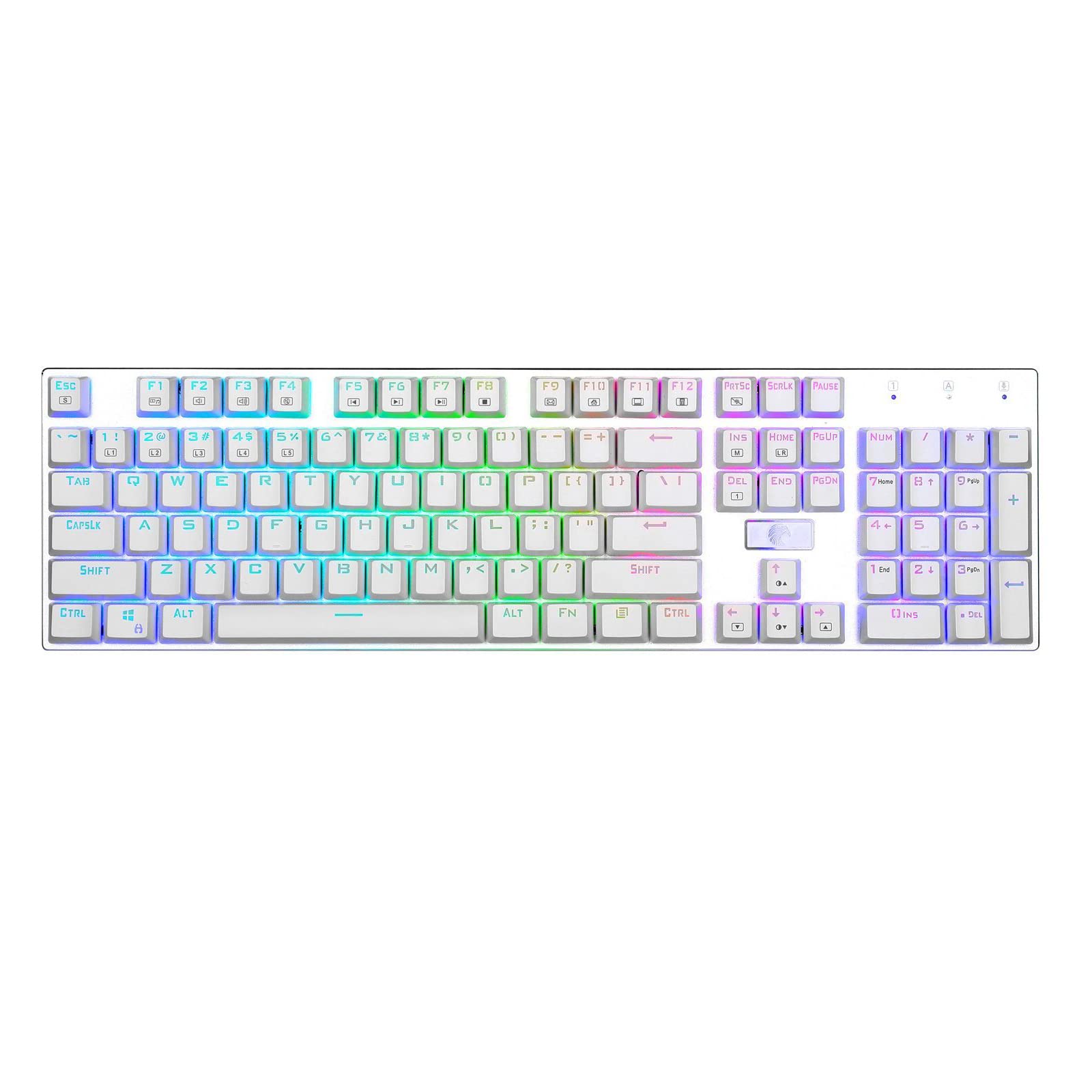 Z-88 RGB Backlit Mechanical Gaming Keyboard, E-Element Ergonomic Design Outemu Blue Switch, Aluminum Top-Panel,Full Size Wired Keyboard, Silver and White