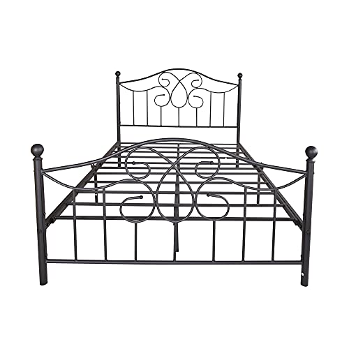 Tidyard Full Size Metal Bed Frame,Solid Sturdy Steel Slat Support,Black Platform Bed Frame, Mattress Foundation Easy Assembly, No Box Spring Needed for Dorm, Bedroom, Guest Room