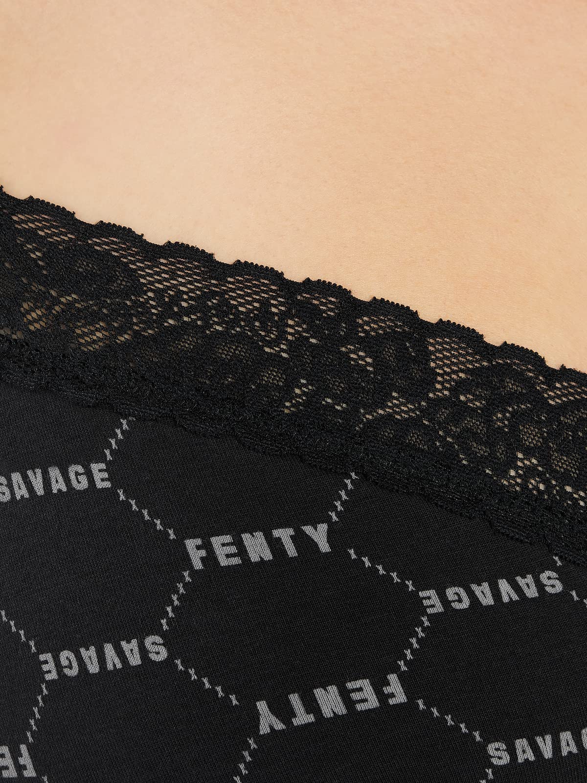 Savage X Fenty, Women's, Cotton Essentials Bralette, Cotton, Unlined Bralette, Black Caviar Logo Print, 2X