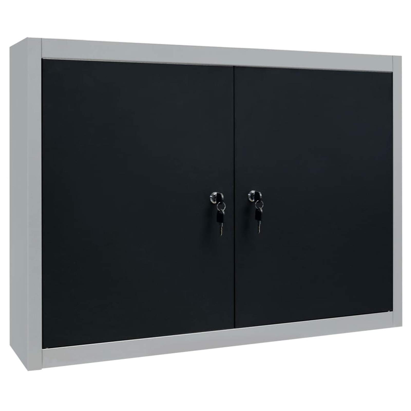 Tidyard Wall Mounted Tool Cabinet with Adjustable Storage Shelves and Euro Holes Industrial Style Lockable Metal Tool Storage Unit for Workshop Garage 31.5 x 7.5 x 23.6 Inches (W x D x H)