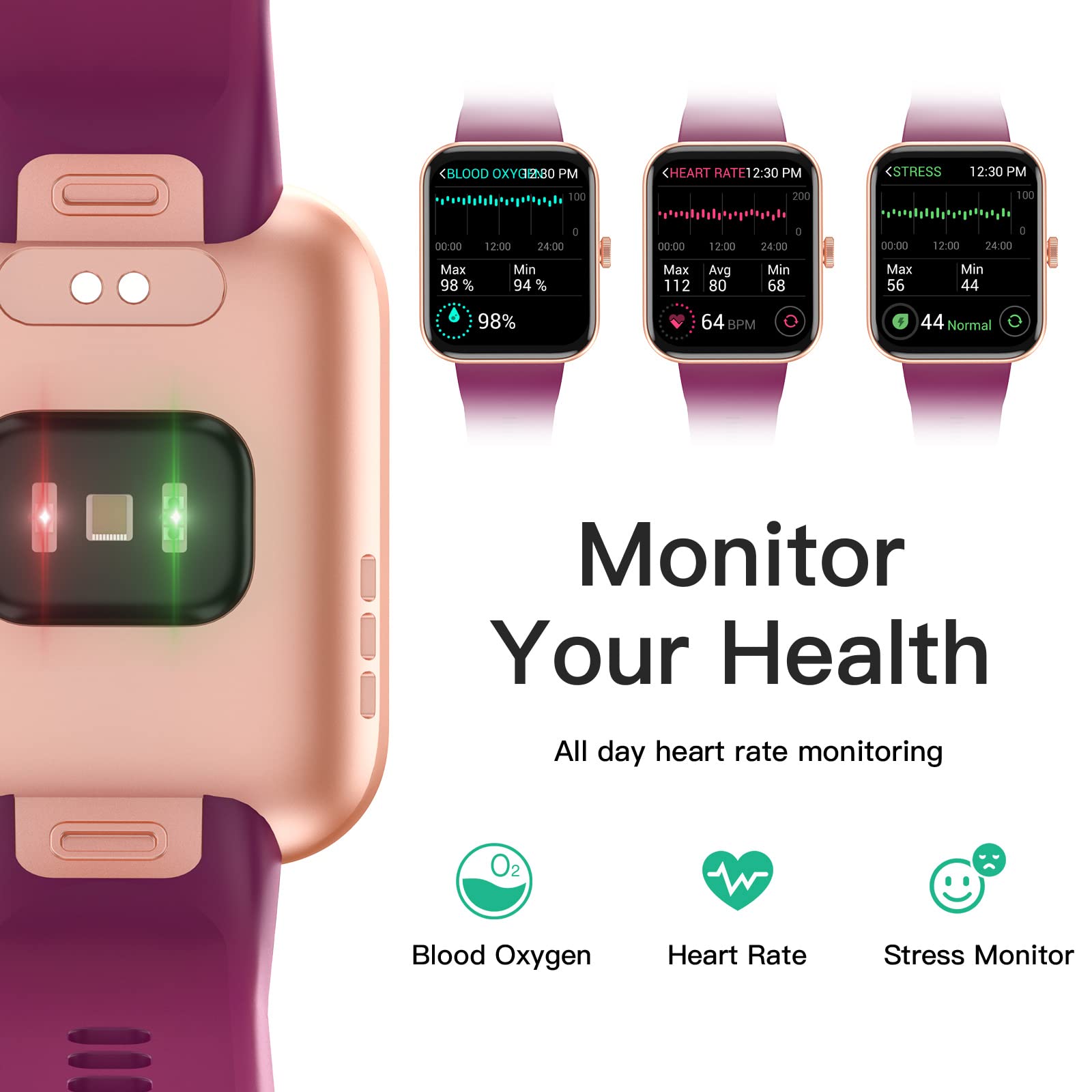 Smart Watch Bluetooth Calling (Answer/Make Call) 42mm Touch Screen for Men Women, 100 Sports Modes Fitness Tracker with Heart Rate Monitor Blood Oxygen IP68 Waterproof,Compatible with Android iOS