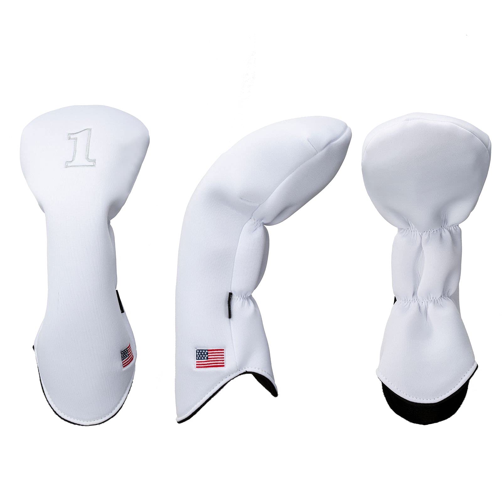 YuEagleSky Golf Head Covers Driver Fairway #3#5 Hybrid USA Flag Memory Foam, for Men Women (Black or White)
