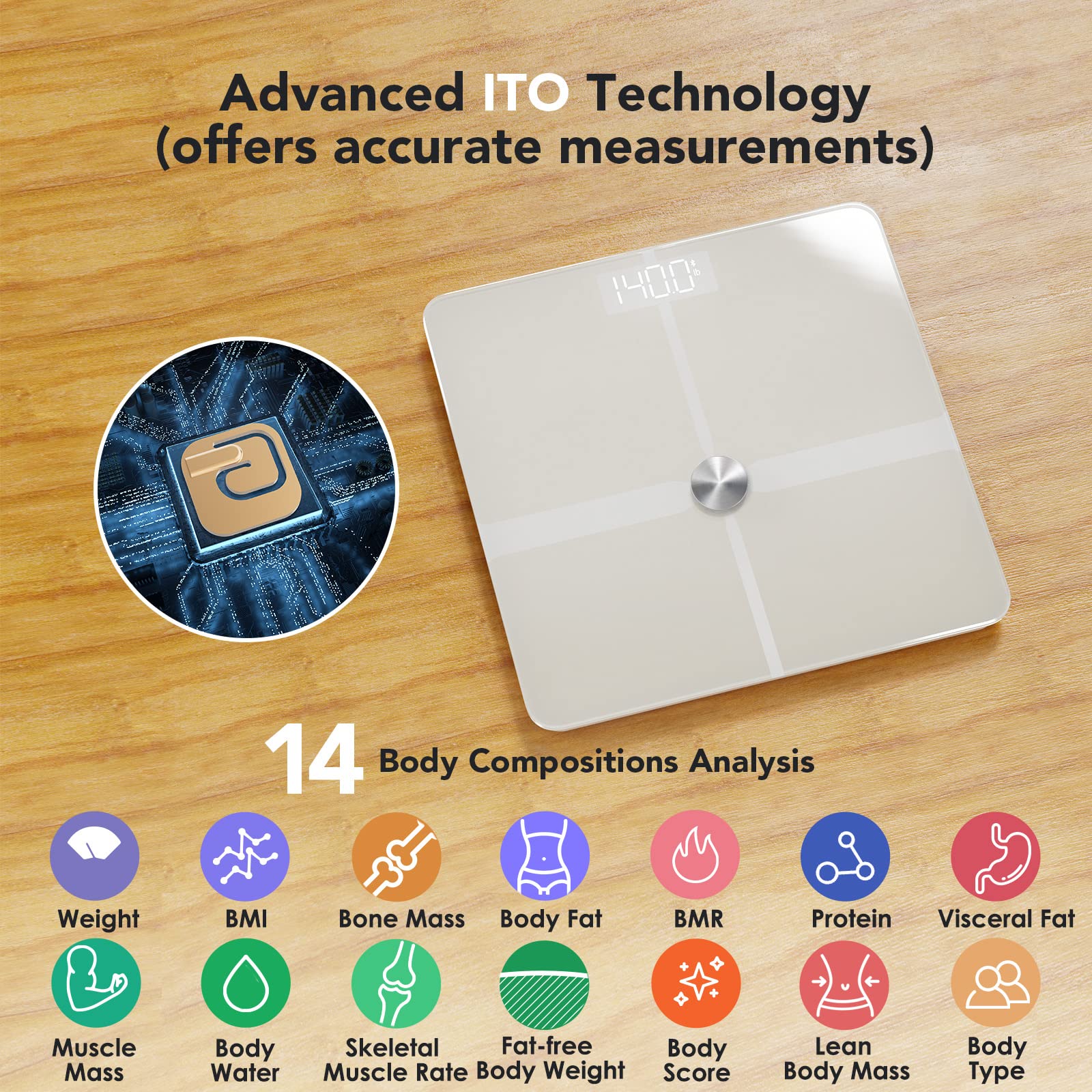Scales Digital Weight, Scales for Body Weight and Body Fat, Smart Bathroom Scale with APP, Wireless Weight Scale Through Bluetooth, Accurate Scale for People