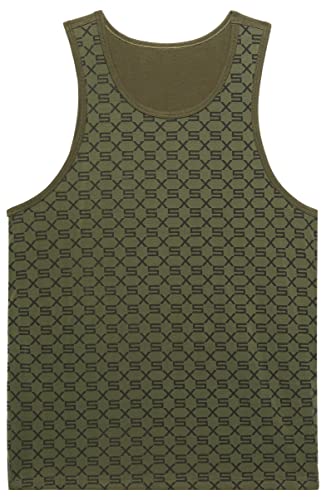 Savage X, Men's Flocked Monogram Tank, Deep Forest Green, M