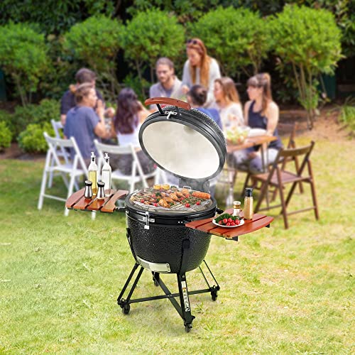 WACTO Portable Round Outdoor Grill for Patio - WACTO 24 Ceramic Barbecue Grill Smoker