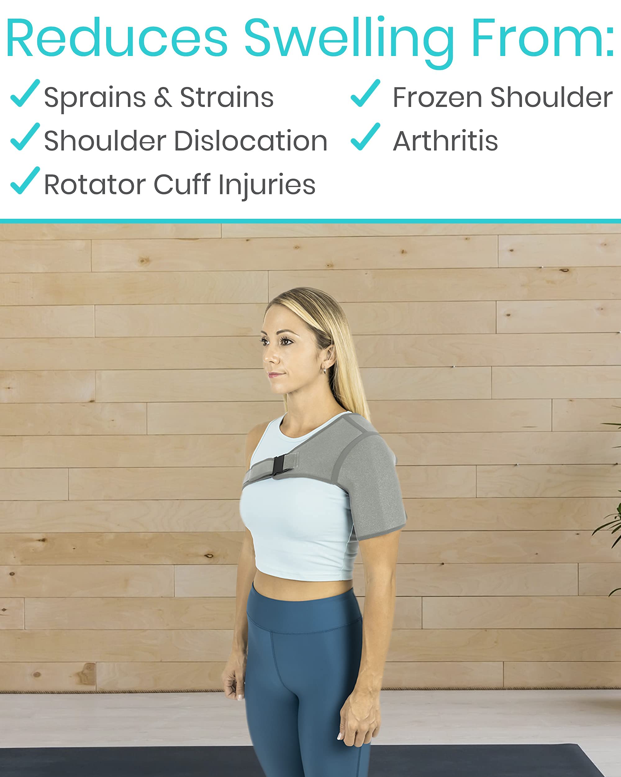 Vive Shoulder Brace - Rotator Cuff Compression Support - Men, Women, Left, Right Arm Injury Prevention Stabilizer Sleeve Wrap - Immobilizer for Dislocated AC Joint, Labrum Tear Pain (Black, Small)