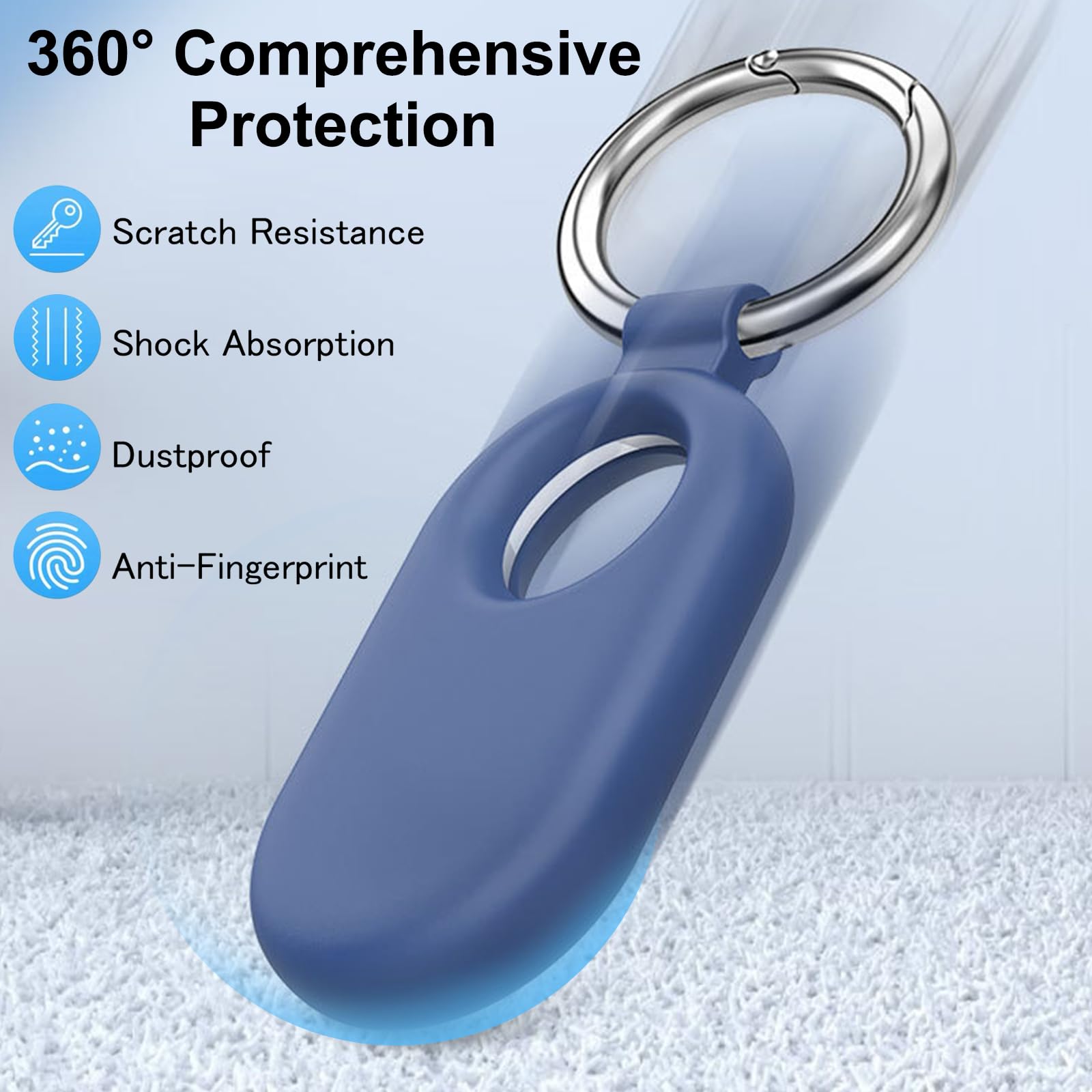 SmartTag2 Case, [4 Pack] Protective Silicone Samsung Smart Tag 2 Case Dog Collar with Key Ring, Waterproof Anti-Slip GPS Tracker Galaxy Smart Tag 2 Holder Cover for Key, Luggage, Pet