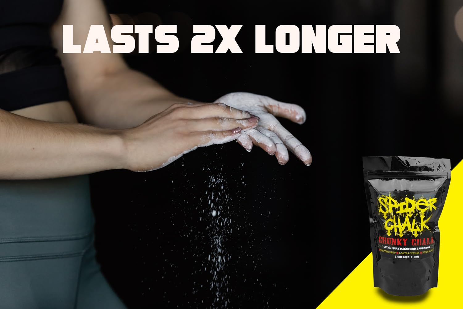 SPIDER CHALK 12oz Gym Chalk. Lab-Grade Blocks and Chunky Powder for Rock Climbing, Weightlifting, Powerlifting, Made in The USA