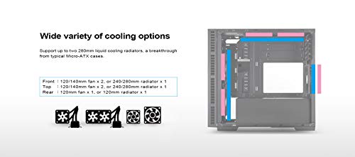 SilverStone Technology RL08BR-RGB Black and Red Micro-ATX Case with Tempered Glass Side Panel and 2 x120mm RGB Fans