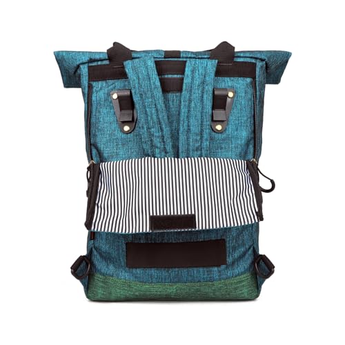TOURBON Nylon Roll-top Clip-On Bike Panniers Women's Shoulder Tote Bag (Blue)