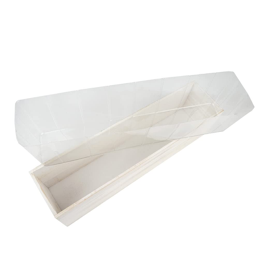 Tableclothsfactory 24x6'' Whitewash Wood Planter Boxes with Plastic Liner DIY Rustic Boxes Rectangle Wood Box for Wedding Party Decoration