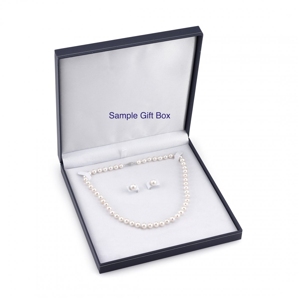 The Pearl Source 14K Gold 7.5-8mm AAA Quality Round White Akoya Cultured Pearl Necklace & Earrings Set in 18" Princess Length for Women
