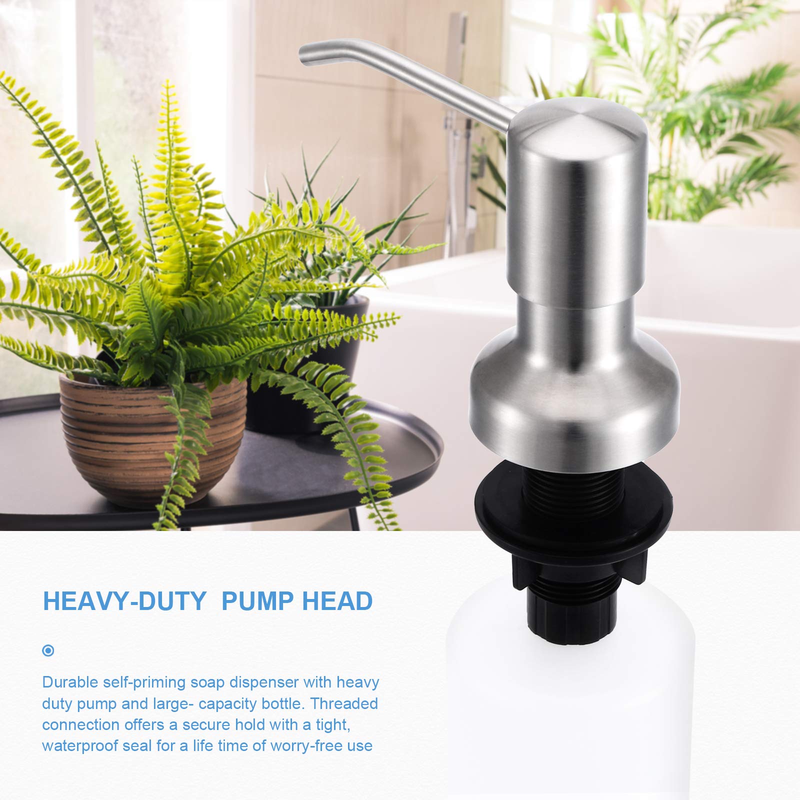 Single Handle High Arc Kitchen Faucet, Brushed Nickel Kitchen Sink Faucet with Deck Plate, Swivel 360 Degrees Stainless Steel Mixer Tap for Bathroom Bar and Kitchen (Kitchen Sink soap Dispenser)