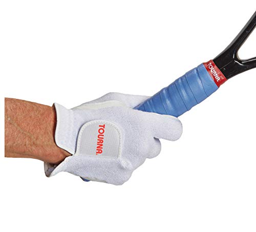 Tourna Tennis Glove-Mens Half, Finger-X-Large-Right, White (TGH-M-XL-R)