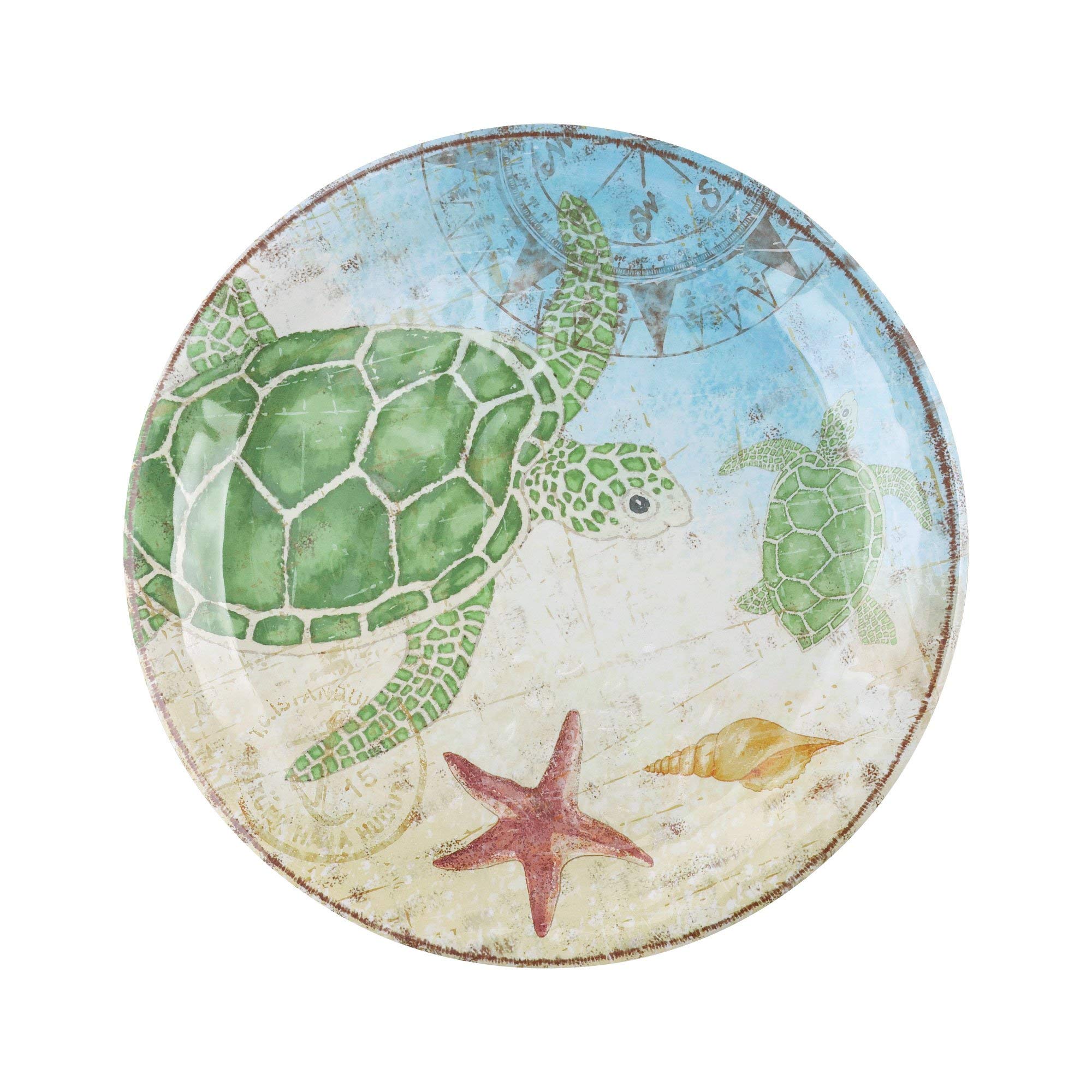 UPware 12-Piece Melamine Dinnerware Set, Includes Dinner Plates, Salad Plates, Bowls, Service for 4. (Sea Turtle)