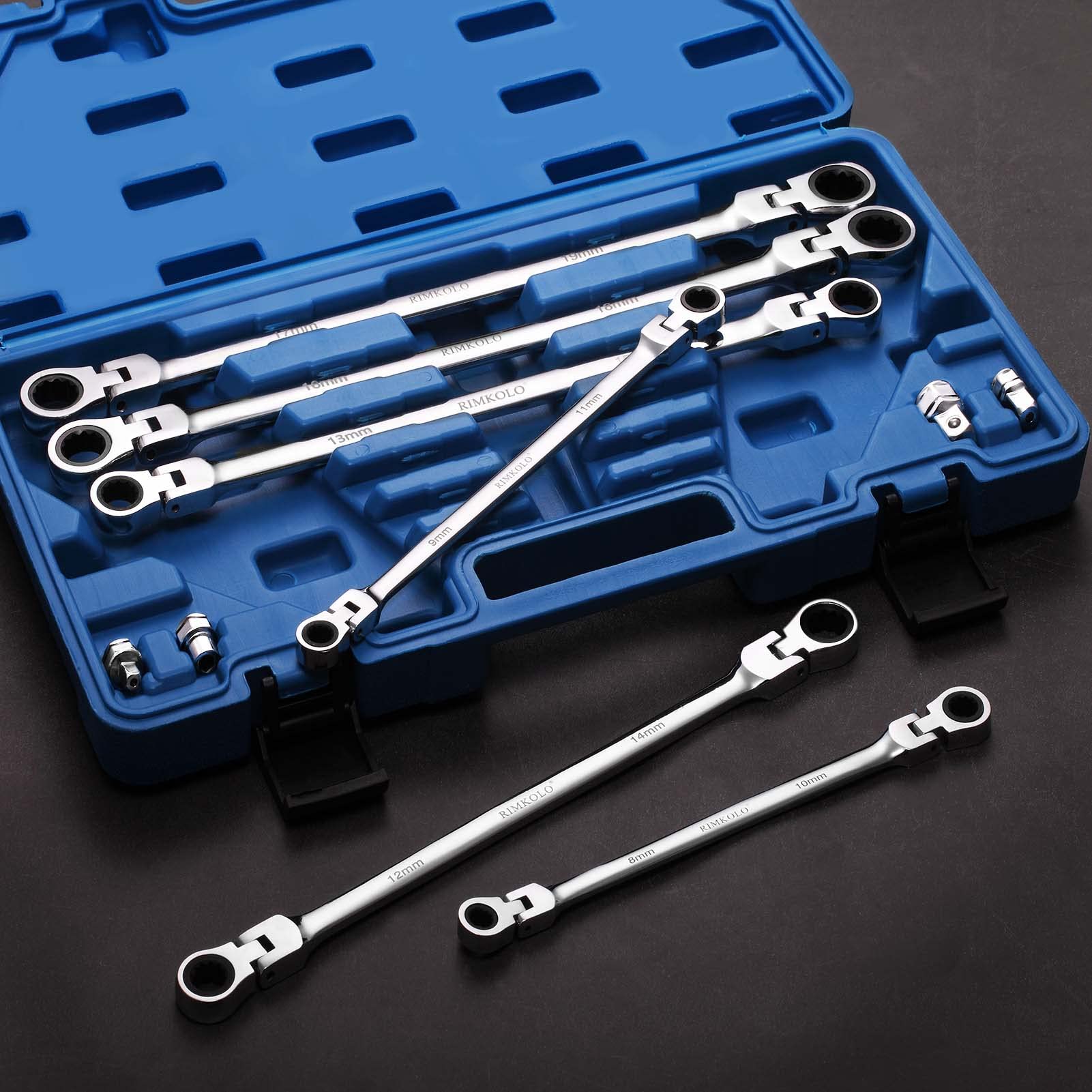 RIMKOLO 6-Piece Flex Handle Breaker Bar Set 1/4" 3/8" 1/2" Drive with 4" 5" 6" Extension Bars