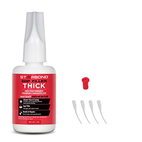 Premium Grade Cyanoacrylate (CA) Super Glue by STARBOND"Gap Filler" Thick 2000 CPS Viscosity Adhesive for Carpentry, Woodworking, Hobby Models, Archery Fletching (Thick, 1 Ounce)