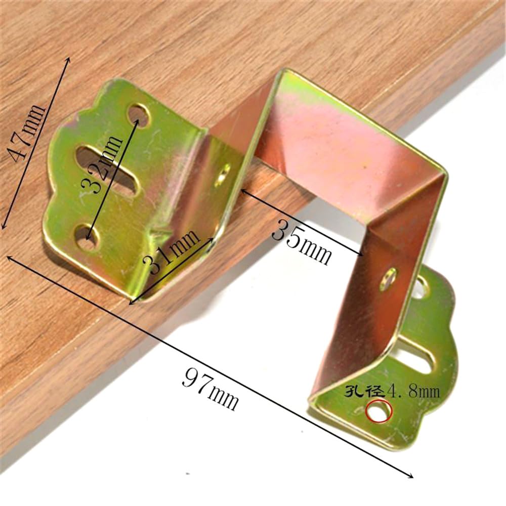 ZYAMY 4pcs Metal Bed Bracket, Bed Corner Hinge, 97x31x47mm Square Bracket, Furniture Fixed Bed Hardware Accessories