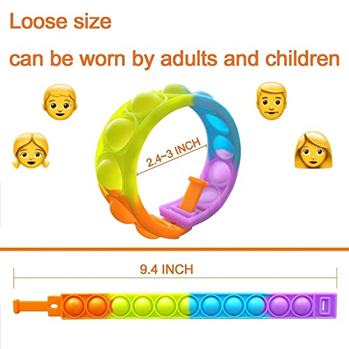 ZNNCO 12PCS Push Pop Fidget Toy Fidget Bracelet, Durable and Adjustable, Multicolor Stress Relief Finger Press Bracelet for Kids and Adults ADHD ADD Autism