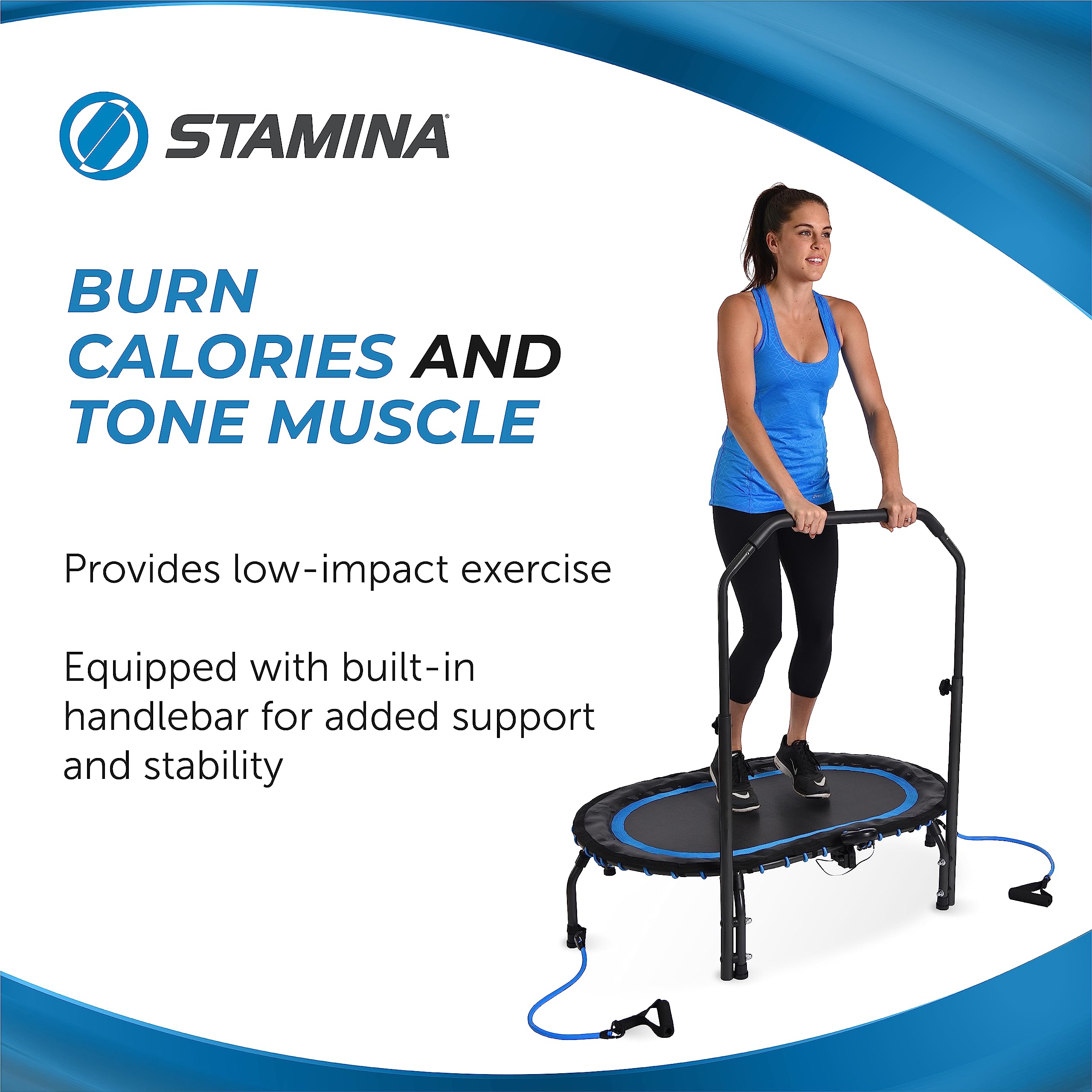 Stamina Fitness Trampoline - Exercise Trampoline with Smart Workout App - Indoor Trampoline Fitness Rebounder