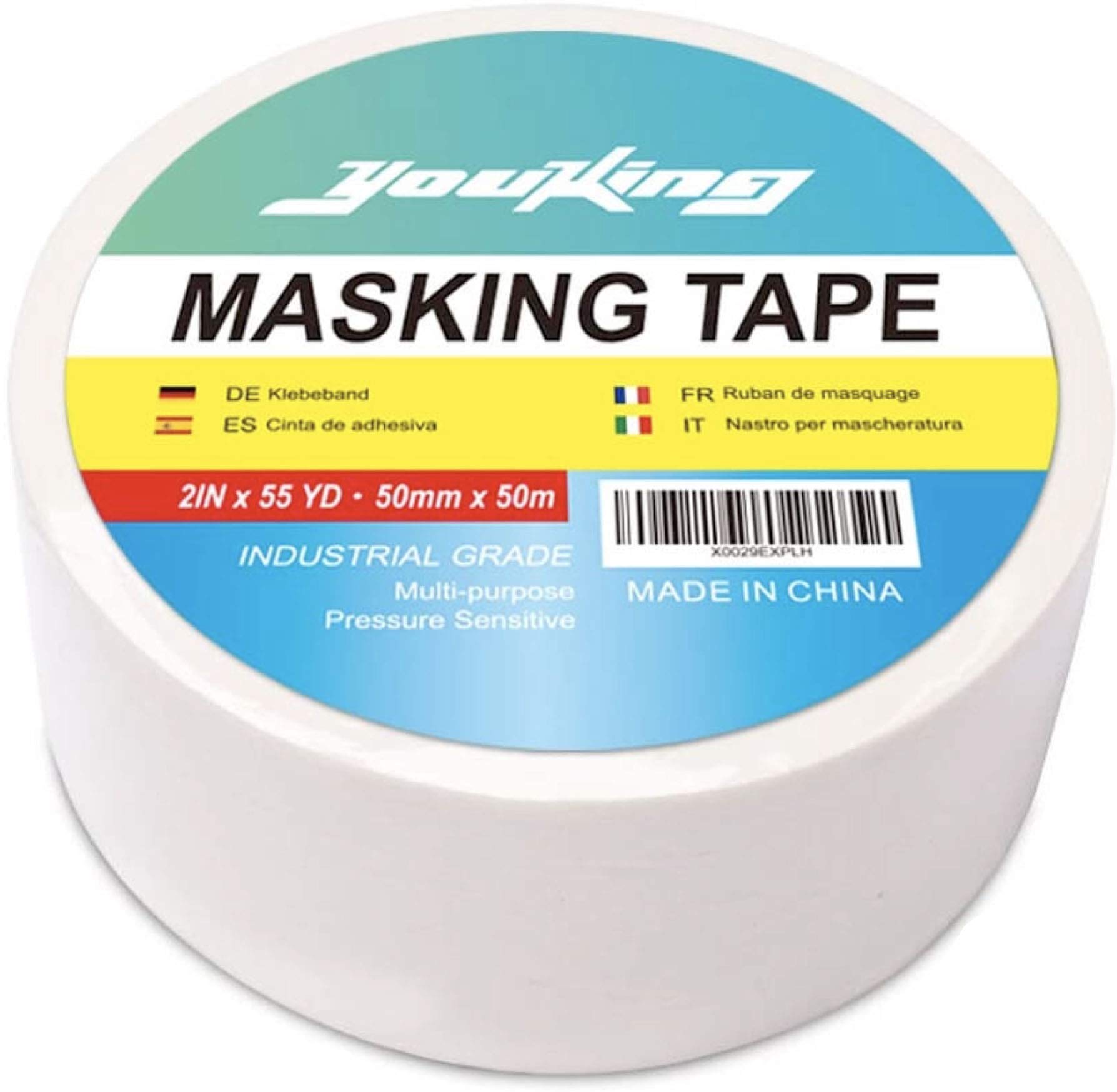 YouKing YOUKIN White Masking Tape, Multi-Use, Easy Tear Painter’s Tape. 2In X 55Yard Best for Home and Office (1roll 2" x 55yard)