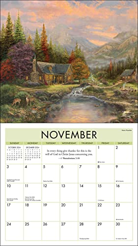 Thomas Kinkade Studios 2024 Deluxe Wall Calendar with Scripture