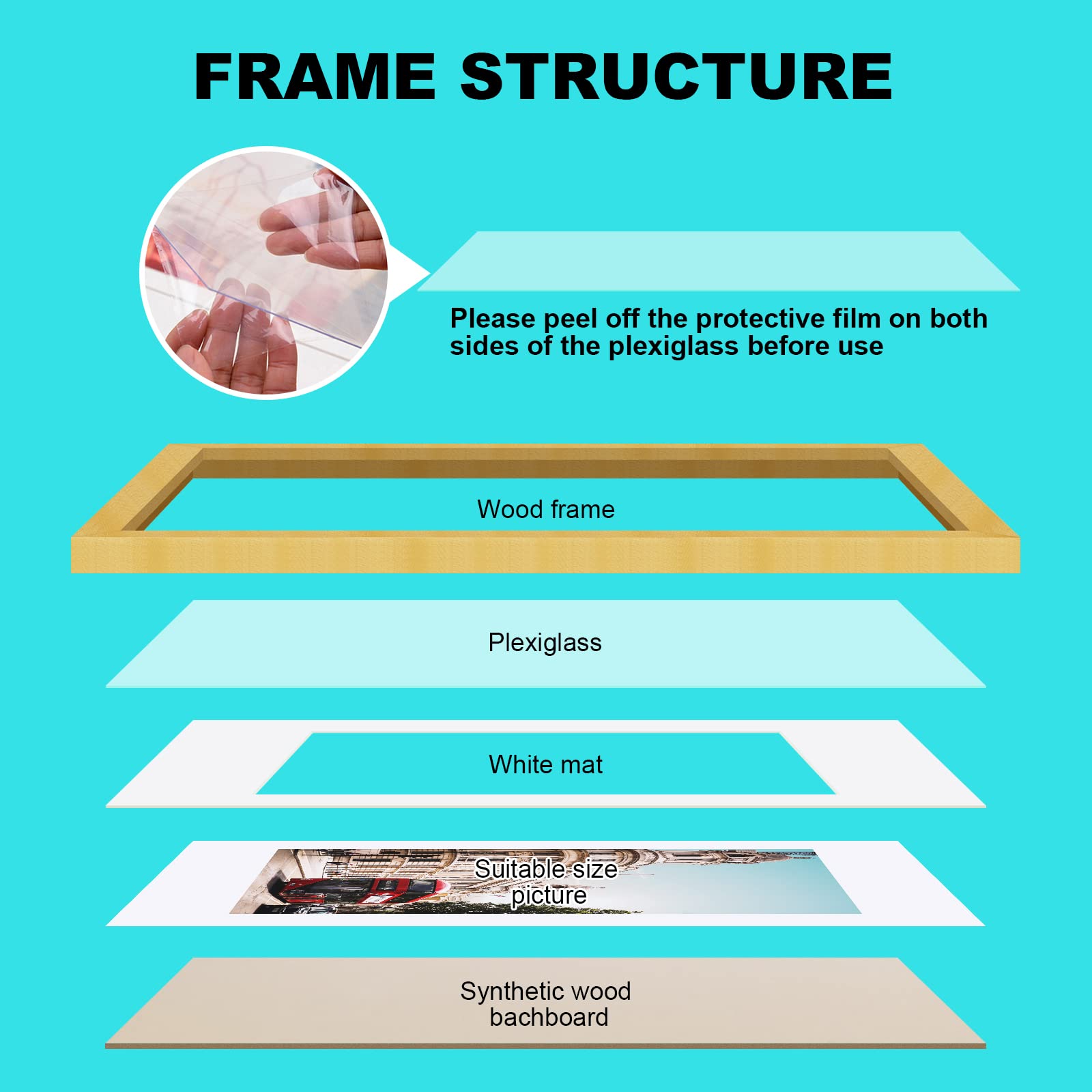 RR ROUND RICH DESIGN Solid Wood 11x14 Picture Frames 5PK Display 8x10 with Mat or 11x14 Without Mat Wall Mounting Photo Frame White