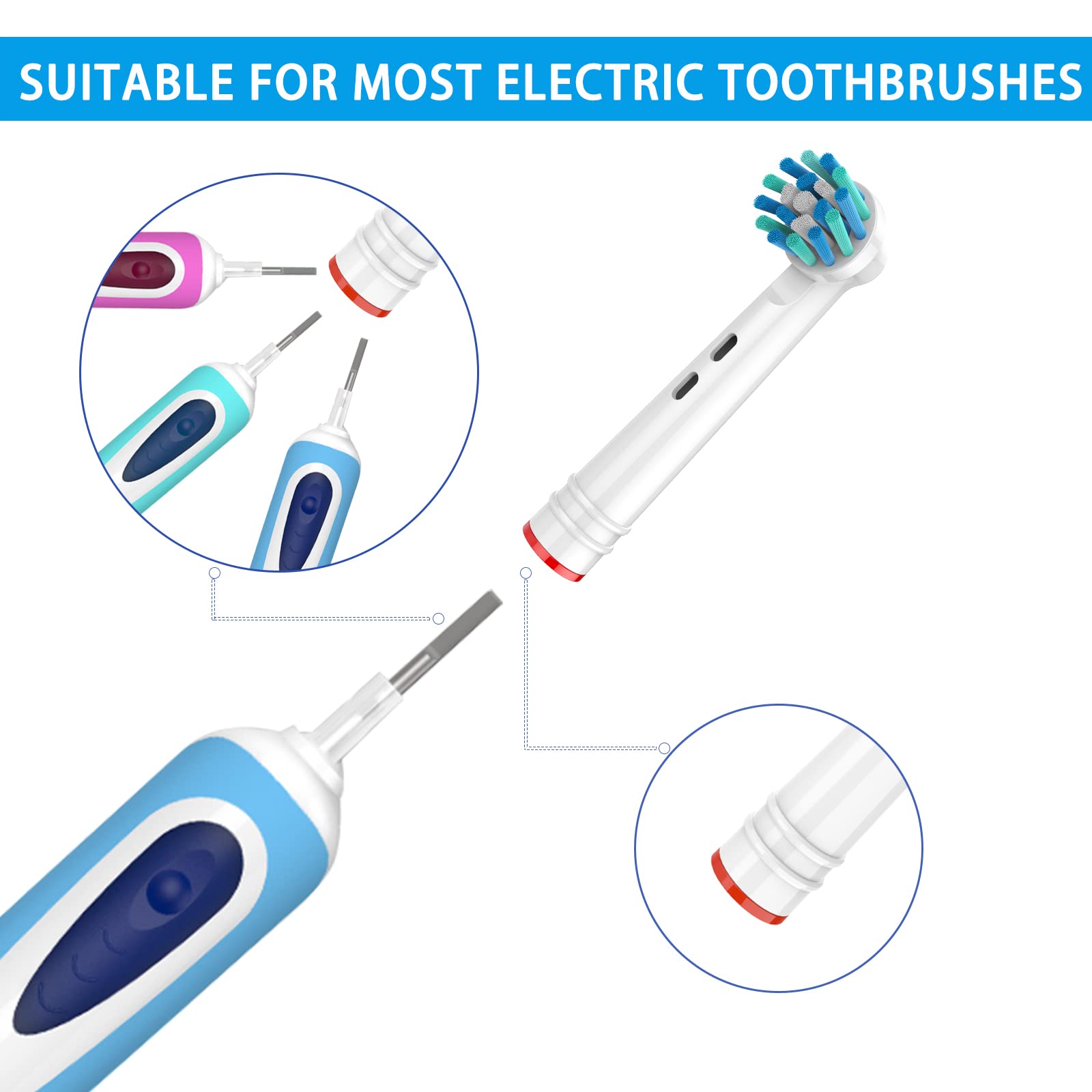 THISONG Across Action Electric Toothbrush Heads, 12pcs Soft Bristles Replacement, Compatible with Oral B