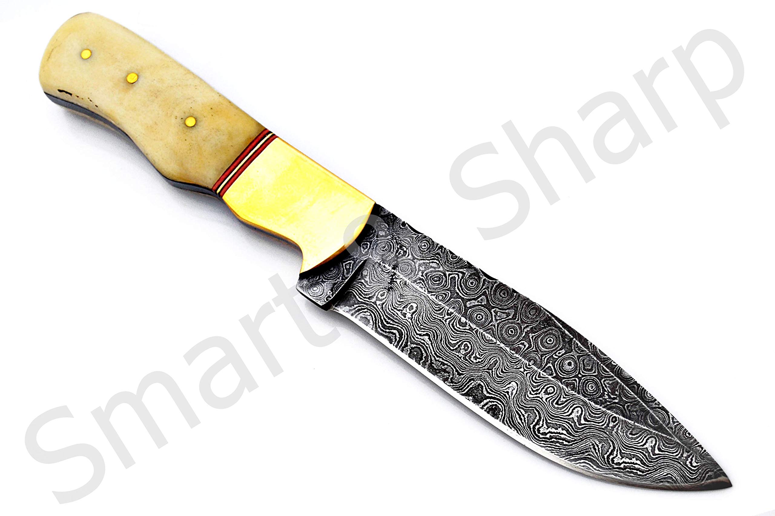 Smart & Sharp Custom Handmade Damascus Steel Hunting Knife/Skinning Knife AA-17285 (Natural Bone)