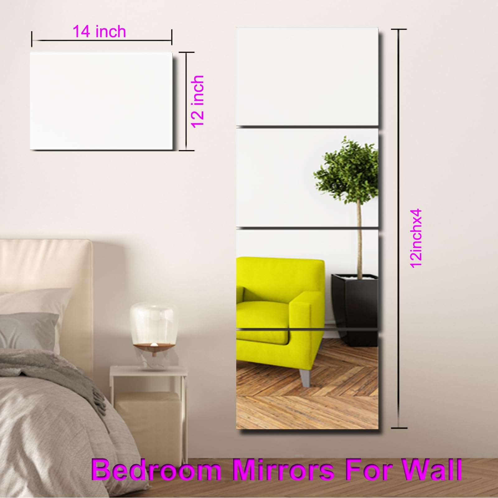 Speculux Acrylic Mirror Sheet - Self Adhesive Mirror Tiles - Wall Stickers - Mirror Stickers - Peel and Stick Mirror - Adhesive Mirror - Ceiling Mirrors for Bedroom - (12x14 inches)